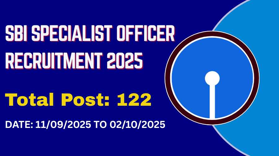 SBI Specialist Officer Recruitment 2025 Apply Online for 122 Posts